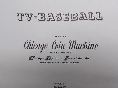 Chicago Coin: TV-Baseball - Schematic - NOS | eBay
