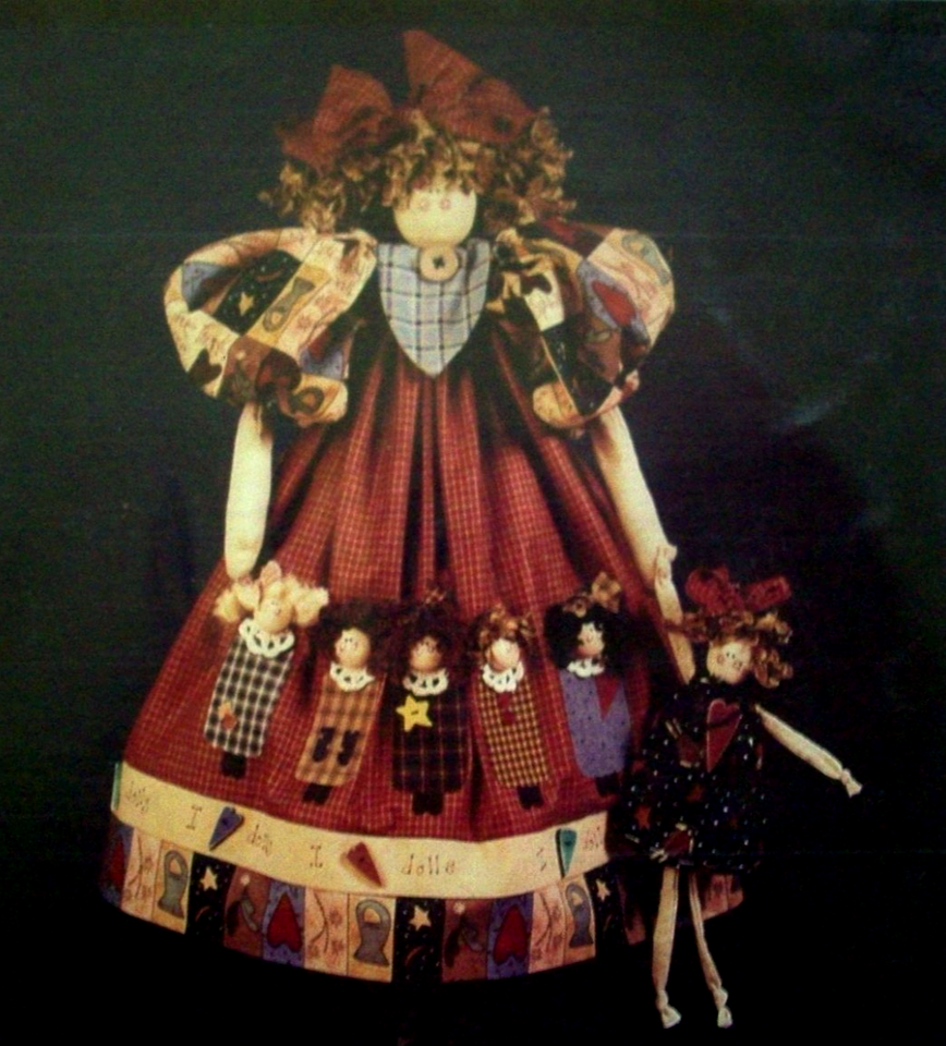 Lot of 4 primitive decor craft patterns garden Angels Scarecrows rag ...