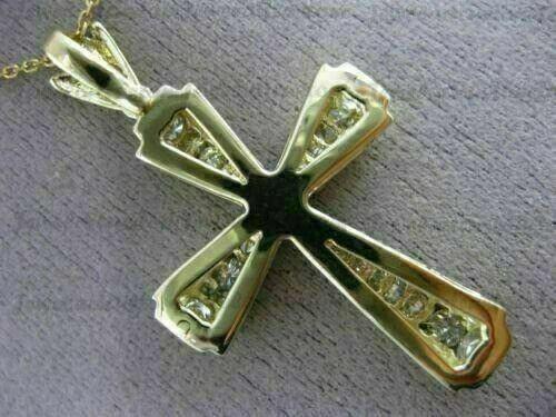 2Ct Round Lab Created VVS1/D Diamond Cross Pendant 14K Yellow Gold ...