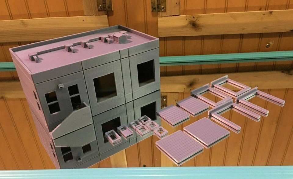 N Scale Distribution Warehouse 3D-Printed (Gray) 4 Freight door version ...