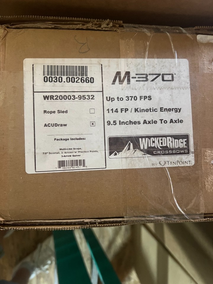 Wicked Ridge M370 Crossbow With ACRU Draw 50 Multi Line Scope NIB | eBay