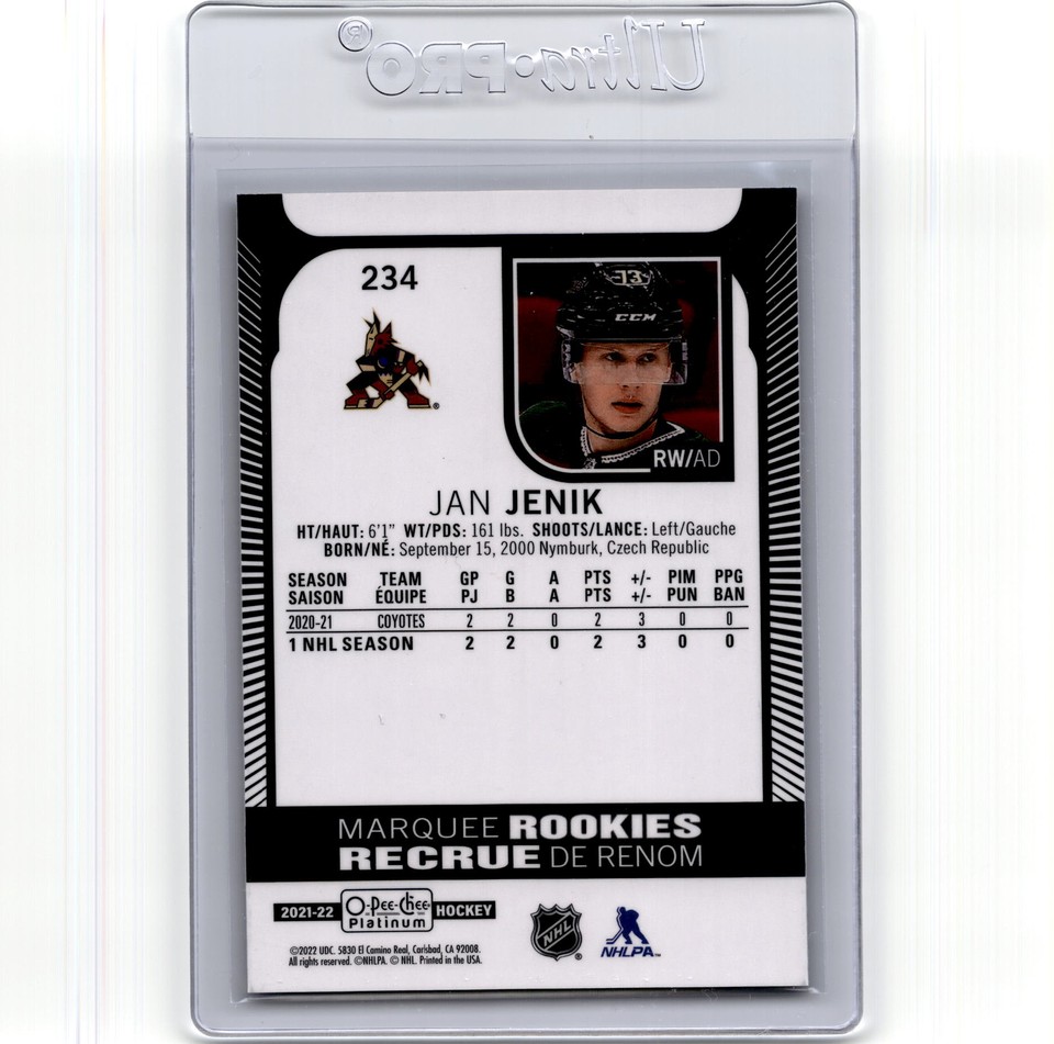 2021-22 O-Pee-Chee Platinum Jan Jenik Rookie | eBay