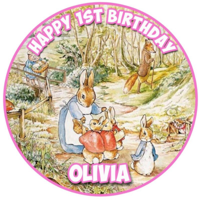 1 x Peter Rabbit Edible Cake Topper Rice Wafer Paper Pink First ...