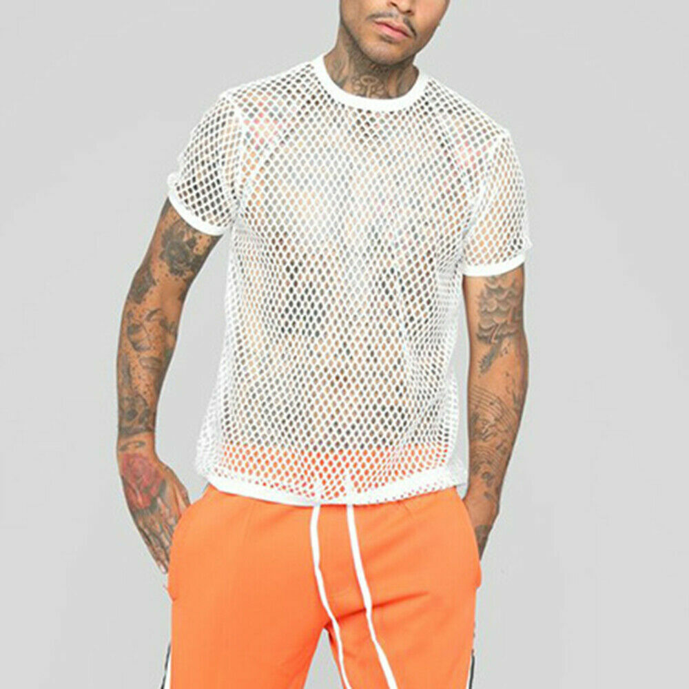 Green Fishnet Shirt For Men
