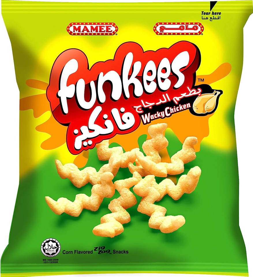 12 Pack X Funkees Wacky Chicken MAMEE Chips Halal (15 gram) | eBay