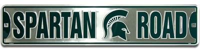 MICHIGAN STATE SPARTANS METAL STREET SIGN 24" X 5" SPARTAN ROAD GAME ...