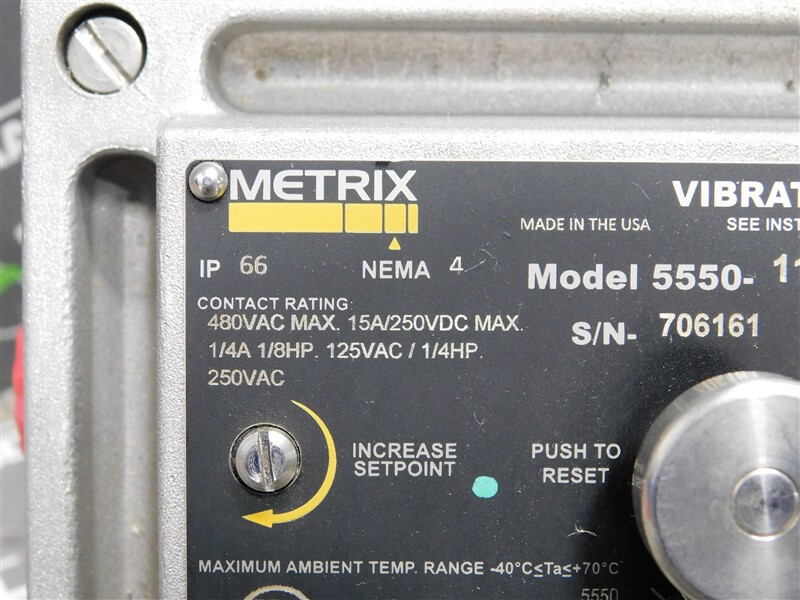 USED Metrix 5550-111-120 Vibration Switch 480VAC Max. 15A/250VDC Max. 1 ...