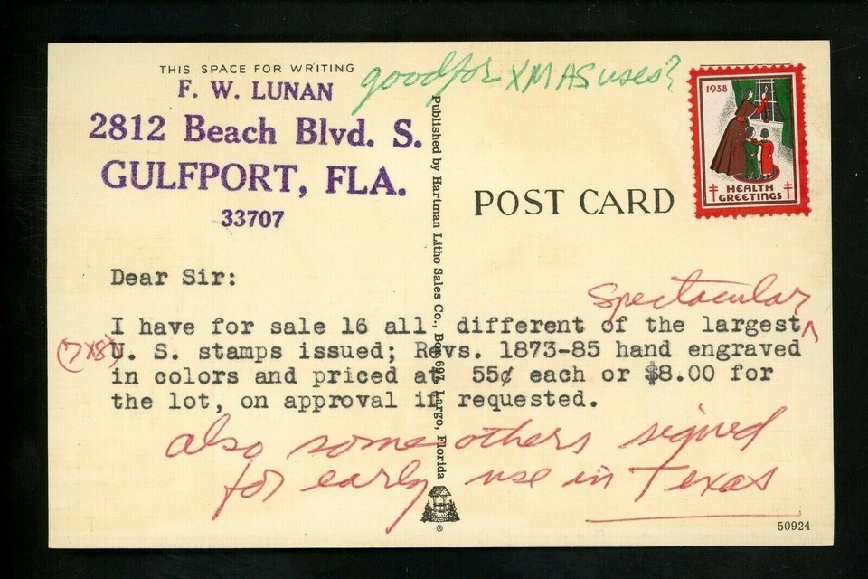Florida FL postcard Gulfport City Hall linen advertising | eBay