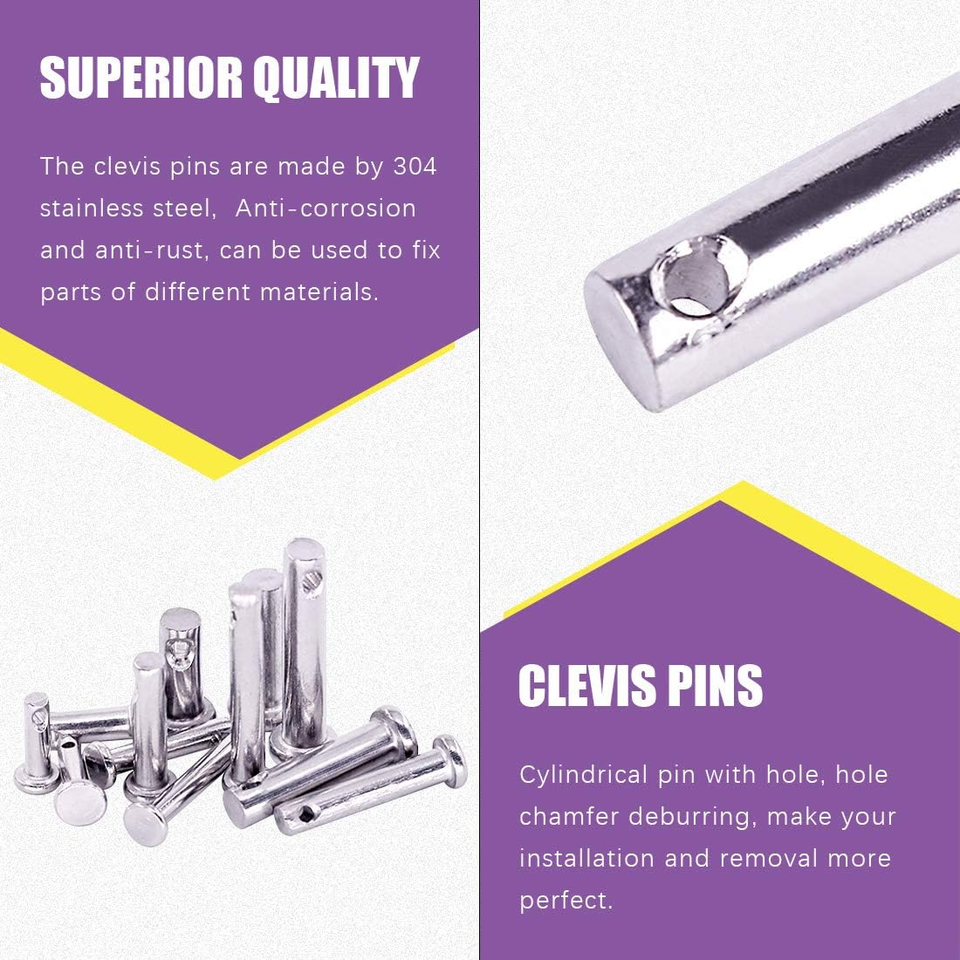 64Pcs 304 Stainless Steel M3 M4 M5 12 Type Clevis Pin Assortment Kit ...