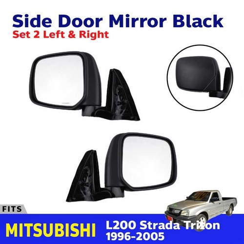 Side Door Mirror Rear View Black Pair Fits Mitsubishi L200 Strada ...
