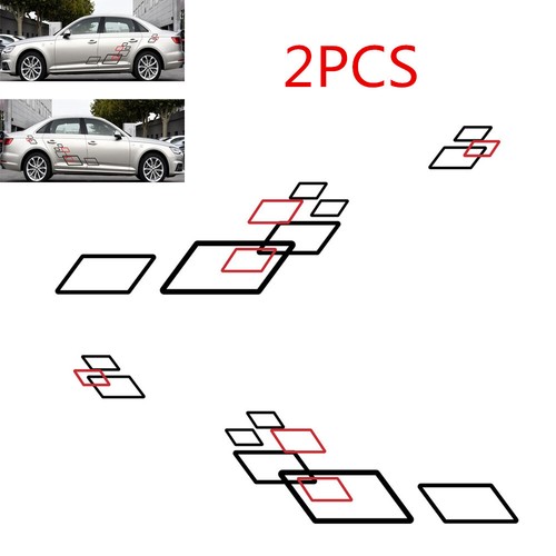 2Pcs Black+Red Sport Car Both Side Body DIY Vinyl Decals Fashion Decor ...