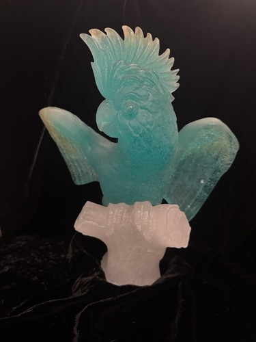 Rare Daum France Pate De Verre Glass Cockatoo Parrot 12” Tall Original ...
