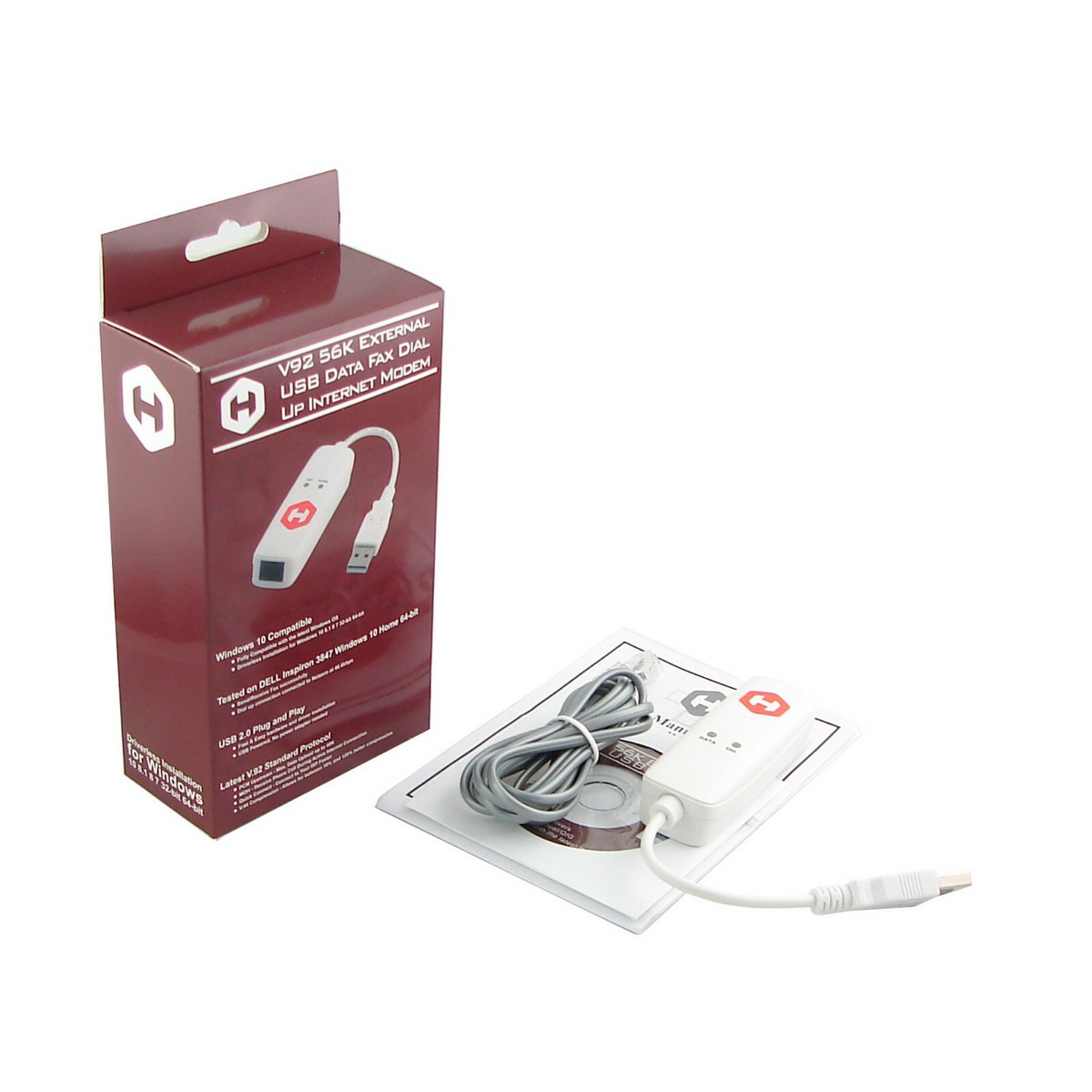 (未使用･未開封品) HiRO V92 56K External USB Data Fax Dial Up Internet Modem ...