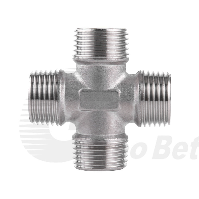 Stainless Steel Cross 4 Way Connector 1/4" - 1" BSP Male Threaded Pipe ...