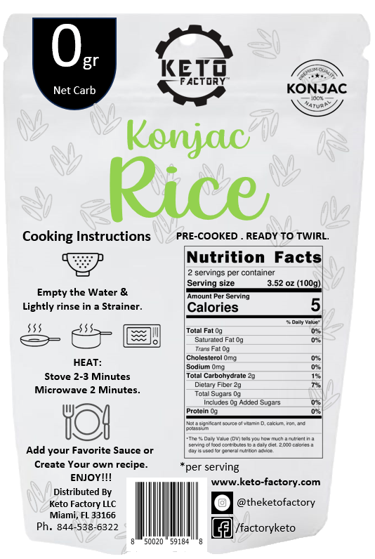 Keto Factory Premium Konjac Rice Zero Carbohydrate Vegan Low Calories ...