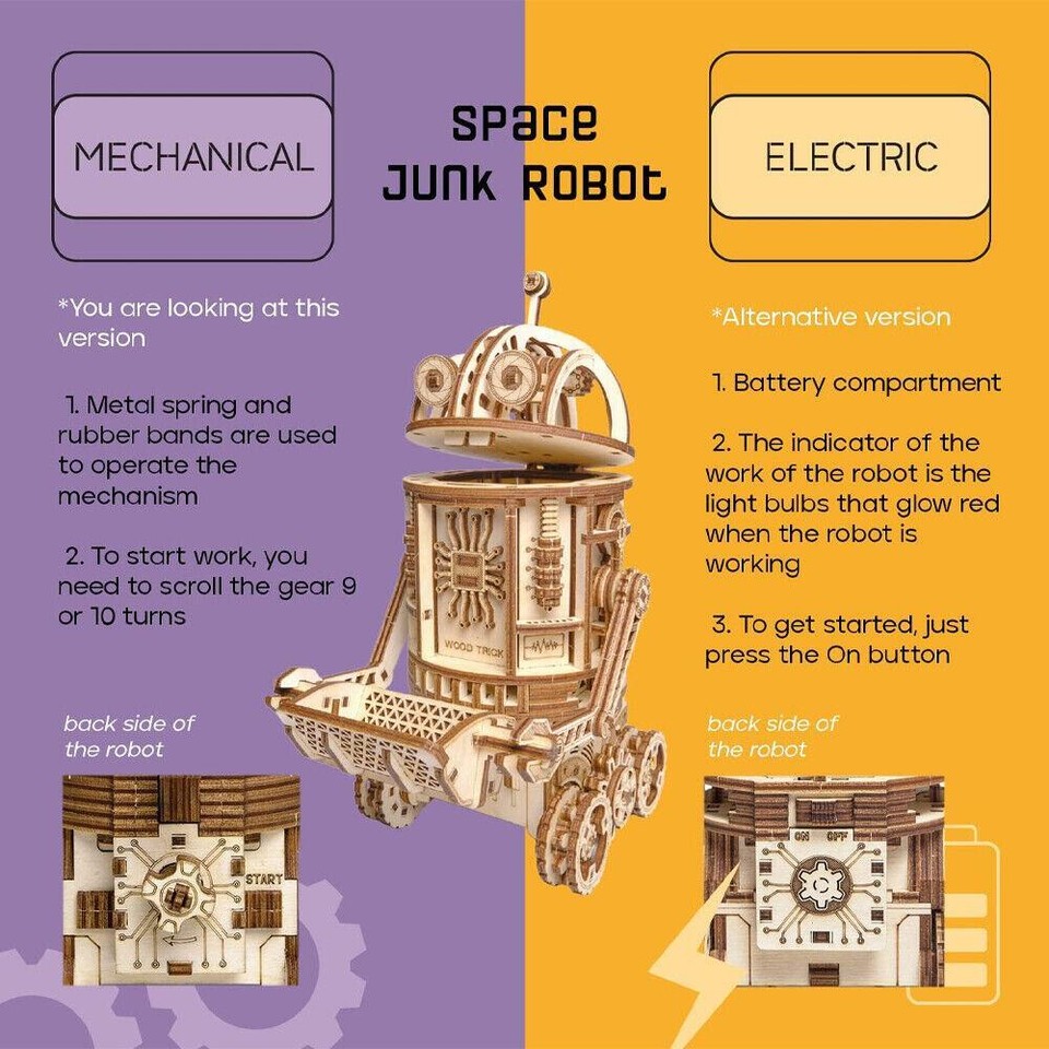 Wood Trick WDTK073 Space Junk Robot Mechanical Wooden Model Kit | eBay UK