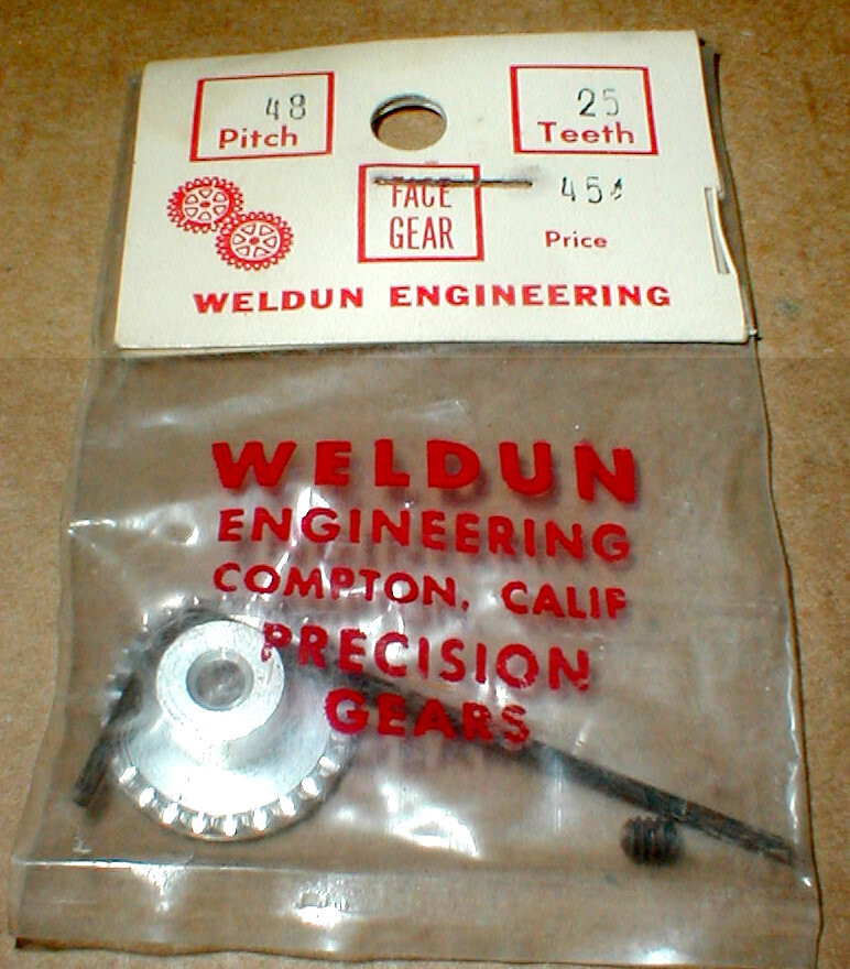 25 Tooth Alum Slot Car Crown Gear & Set Screw 48 Pitch for 1/8" Axle ...