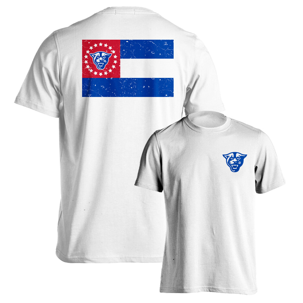 Georgia State University GSU Panthers State Flag w/ Mascot Short Sleeve ...