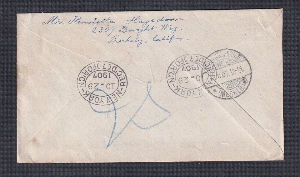 USA 1907 1c & 10c ISSUES REGISTERED 2c PS COVER BERKELEY CALIFORNIA TO ...