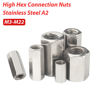 Allthread Rod Bar Stud Hexagon Hex Connector Connecting Nut A2 ...
