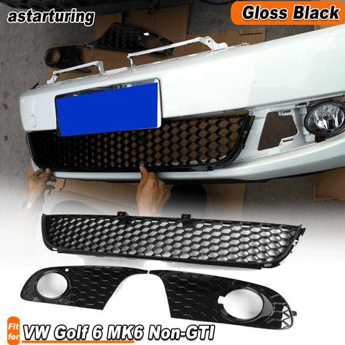 Front Bumper Grille Mesh Grill Fog Light Cover For VW Golf 6 MK6 Non ...