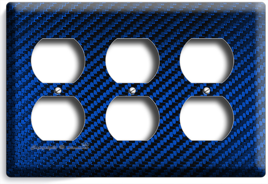 NAVY BLUE CARBON FIBER LOOK LIGHT SWITCH OUTLET COVER WALL PLATE GARAGE ...
