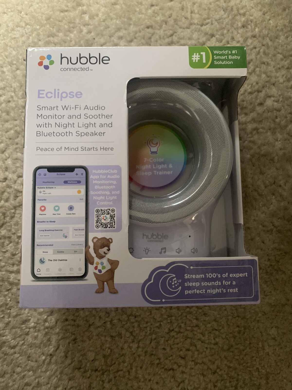 Hubble Connected Eclipse Smart Wi-Fi Audio Monitor + Soother with Night Light | eBay