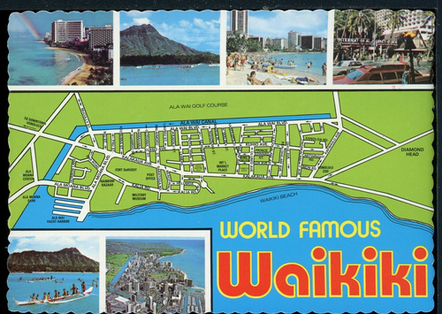 1970's Cartoon Map of Waikiki Oahu Hawaii Vintage Postcard | eBay