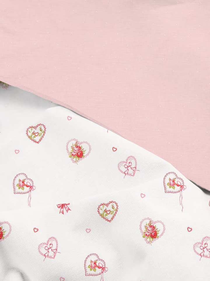 Pretty Hearts and Roses Valentines Day Frill Duvet Cover Set Single ...