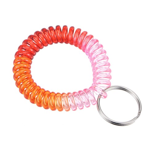 4Pcs Spiral Keychain, Plastic Keyring Wristband Coil Key Holder ...