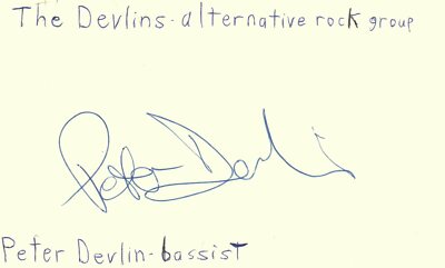 Peter Devlin Bassist The Devlins Rock Band Music Autographed Signed ...