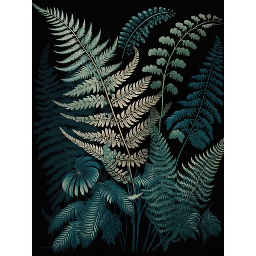 Fern Frond Detailed Botanical Species Illustration XL Wall Art Canvas ...