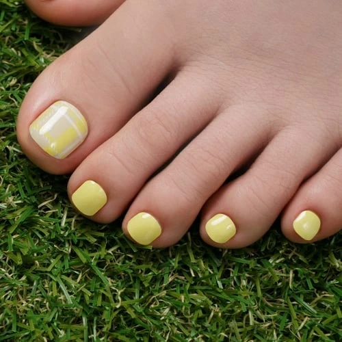 Neon Yellow Nail Polish On Toes