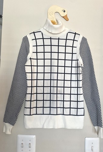 karen millen sweater Black And White Checkered Turtleneck Knit Soft ...