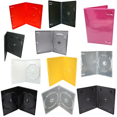 Double Single DVD Cases 14mm Spine CD DVD Holders Various colors ...