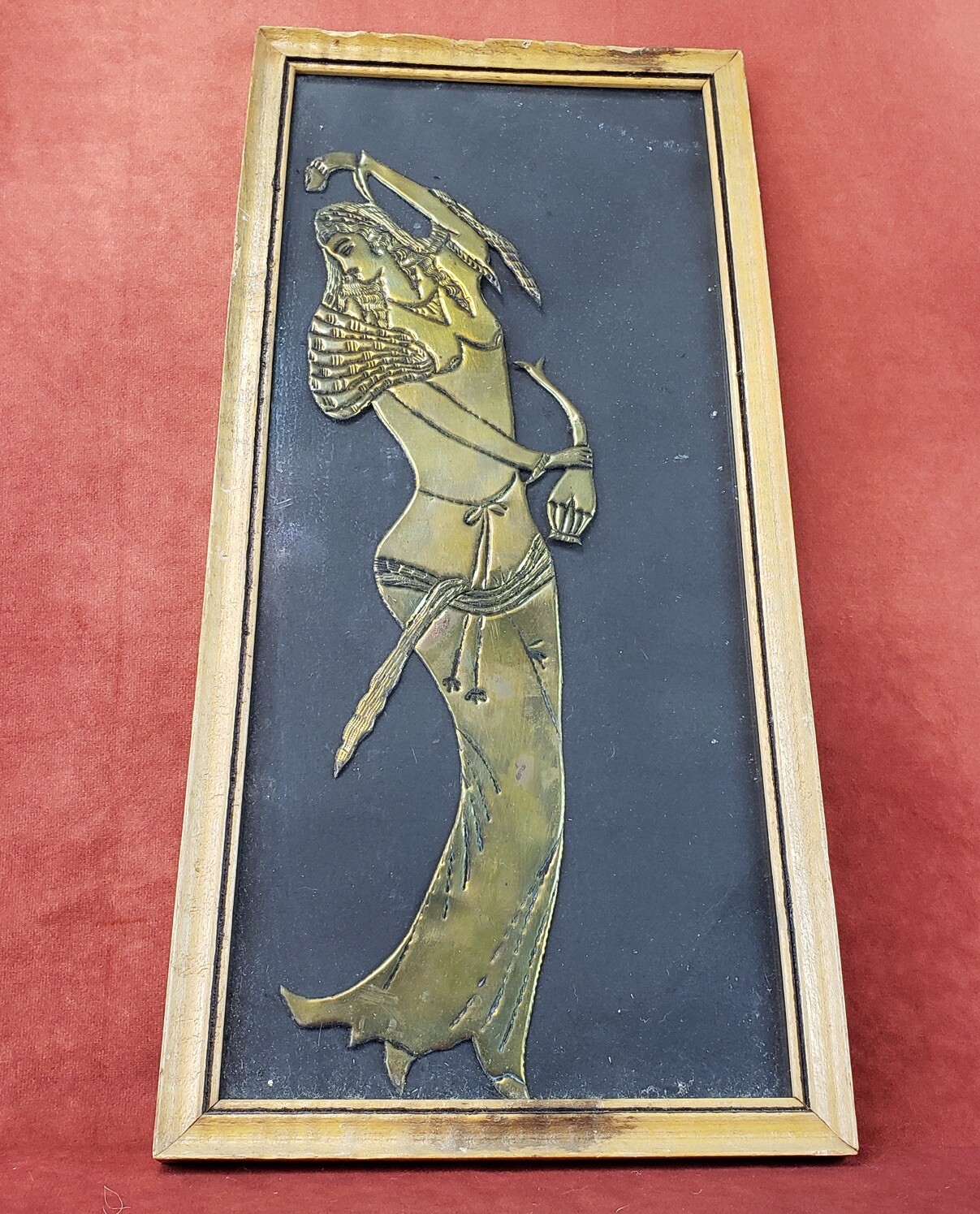 Framed Copper Persian Art, Vintage Hand Pressed Copper Goddess Wall Art ...