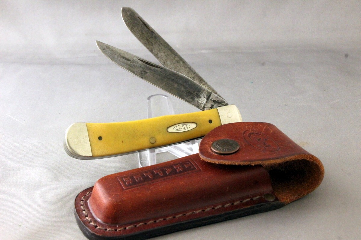 CASE 3254 Trapper Knife, Yellow Composition Handles, 1 Dot 1989, Carbon ...