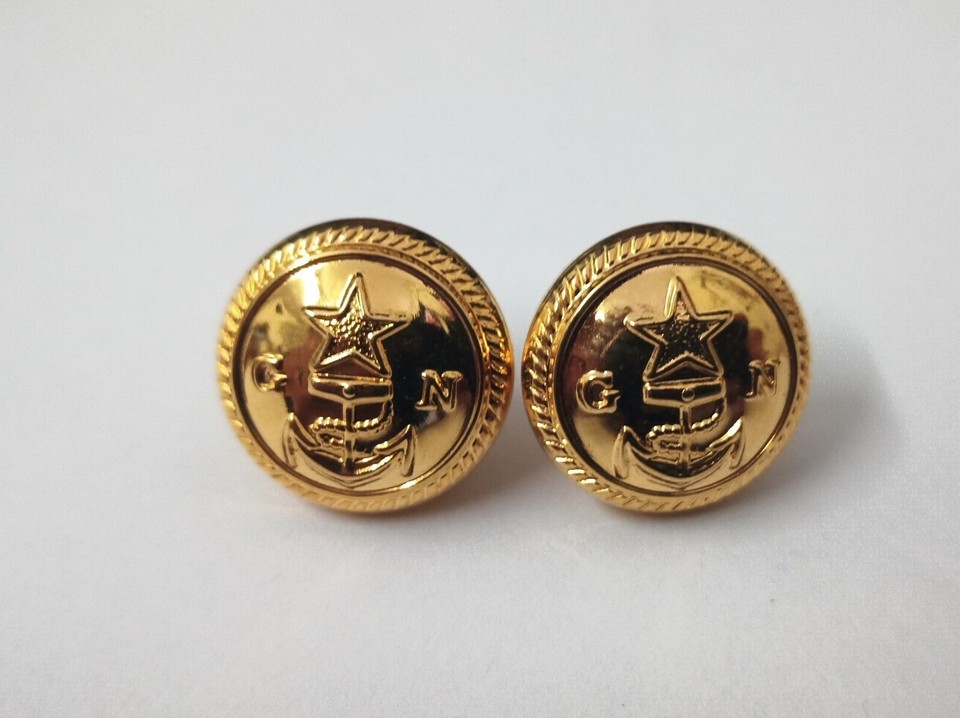 Genuine Military Issue X2 Navy GN Insignia Gold Ring Back Naval Buttons ...