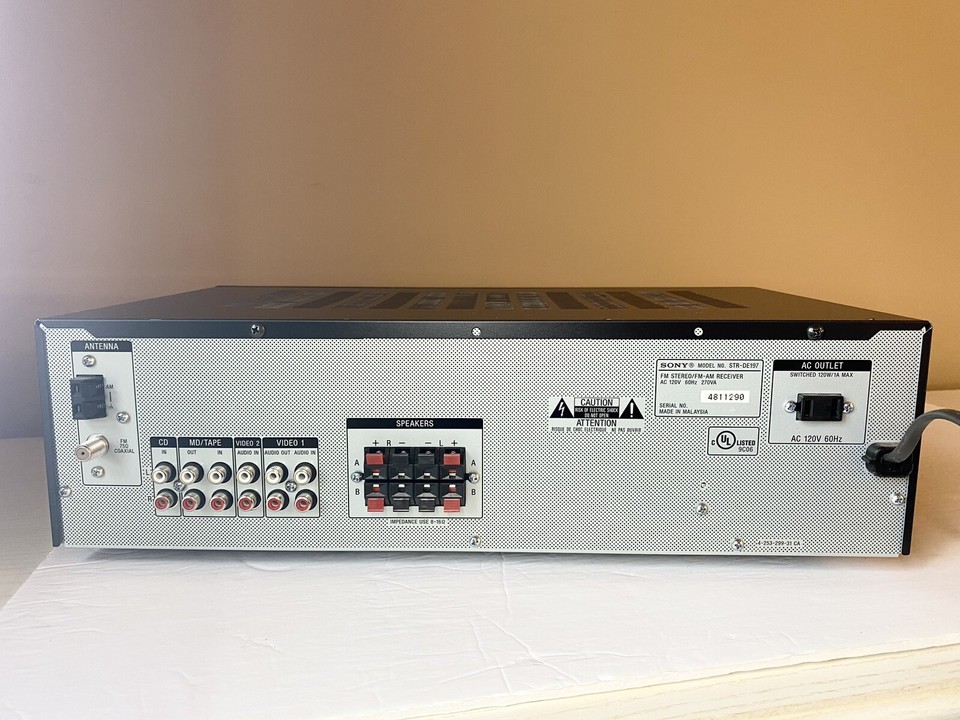 Stereo Receiver Sony STR-DE197 2 Channel AM FM 120V 190W in Black ...