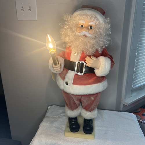 VINTAGE ANIMATED ILLUMINATED SANTA CLAUS MOTIONETTE WITH LIGHTED CANDLE ...