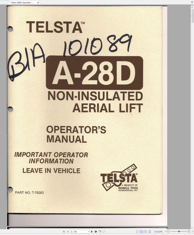 Telsta Bucket A-28D Boom Truck Lift Crane Service | eBay