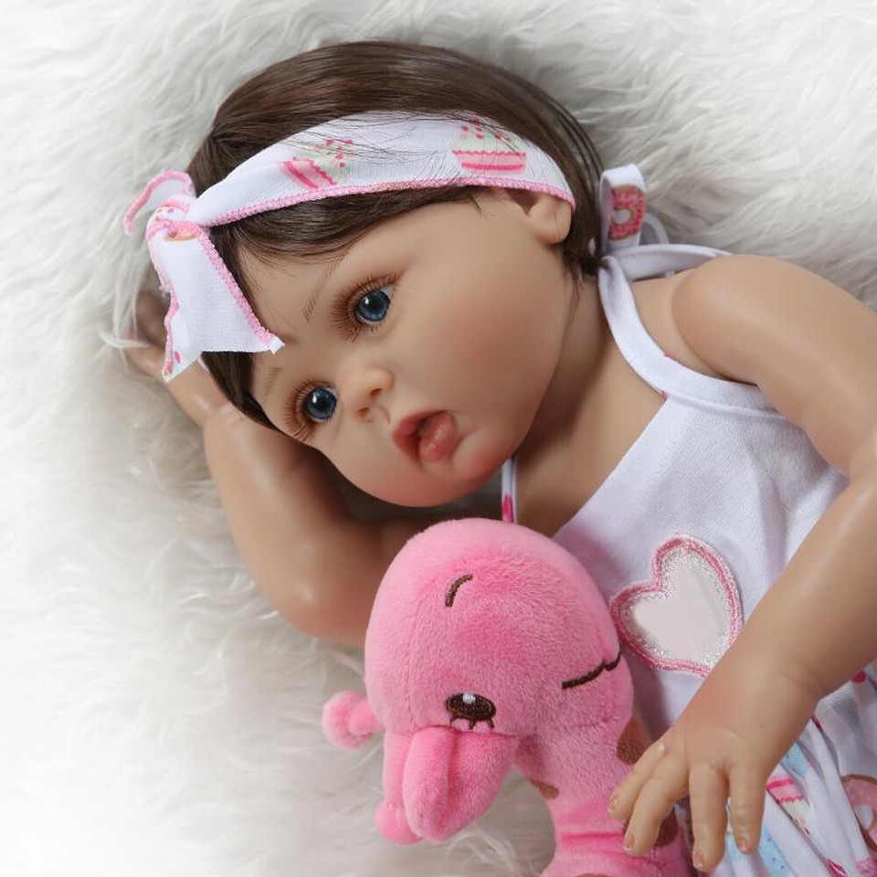 NPK 48cm Newborn Toddler Reborn Baby Girl Doll Full Body Vinyl Silicone ...