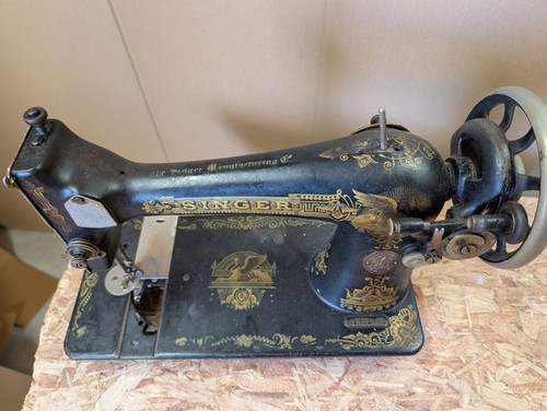 1920 Antique Singer Sewing Machine Model 127 Egyptian Sphinx Gold | eBay