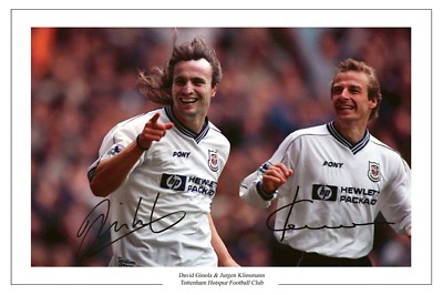 JURGEN KLINSMANN + DAVID GINOLA SPURS SIGNED AUTOGRAPH PHOTO PRINT ...
