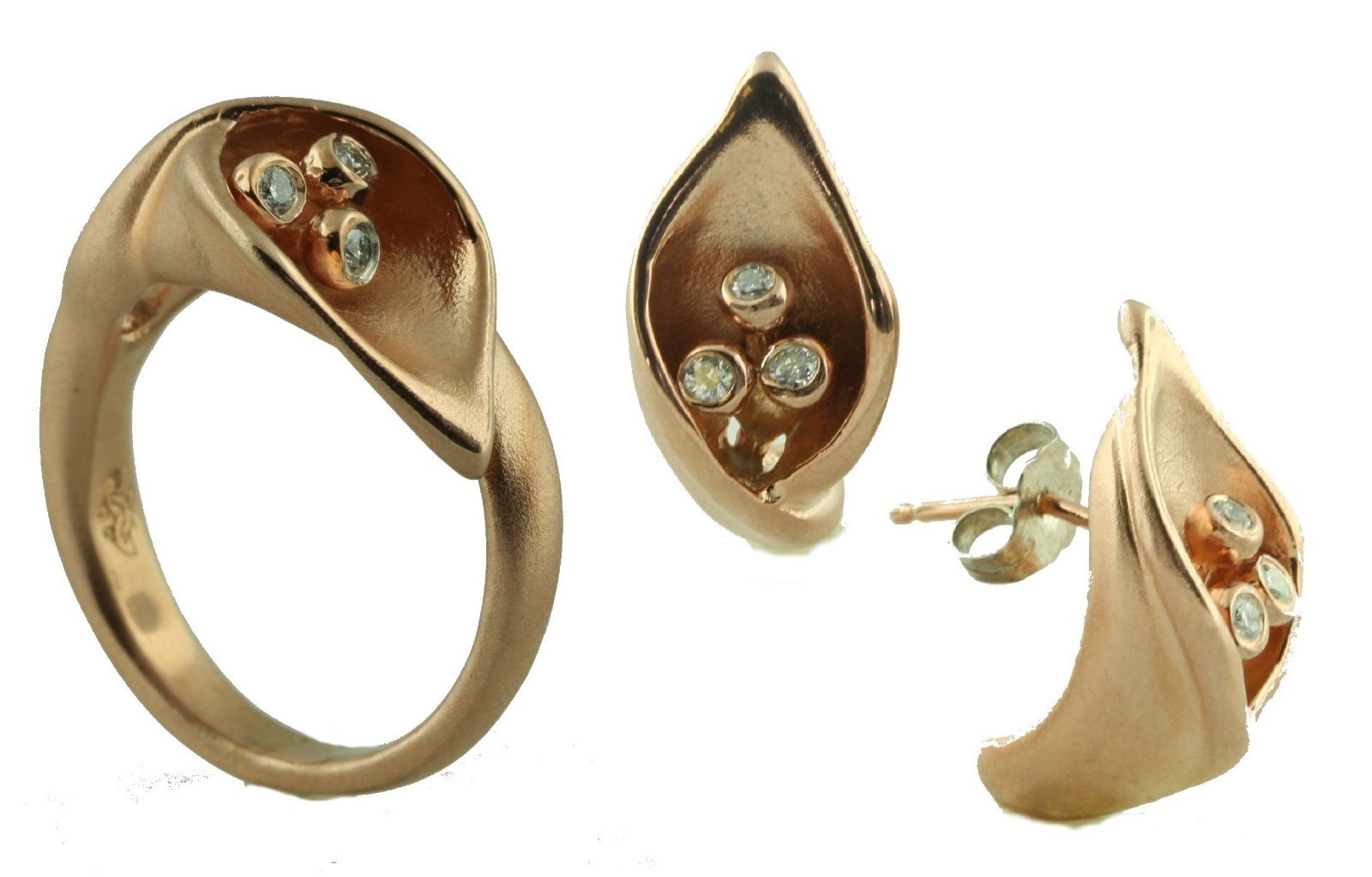 NEW: Calla Lily Ring- Sterling Silver & diamonds. Solid Gold or 18K ...