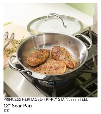 PRINCESS HERITAGE® TRI-PLY STAINLESS STEEL 12" Sear Pan 5757 | eBay
