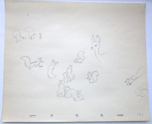 1937 SNOW WHITE squirrel deer chipmunk WALT DISNEY ORIGINAL PRODUCTION ...