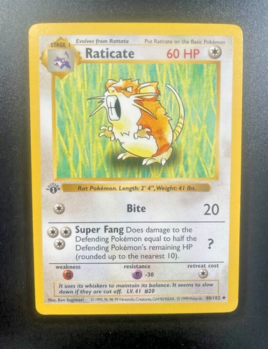 Pokemon Card: 1st Edition RATICATE Base Uncommon (NM) | eBay