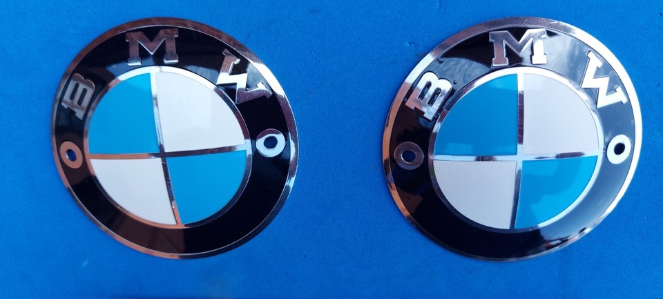 BMW EMBLEM GAS TANK NEW 70MM 2 UNITS BMW LOGO TANK R45 R50 R60 R75 R80 ...
