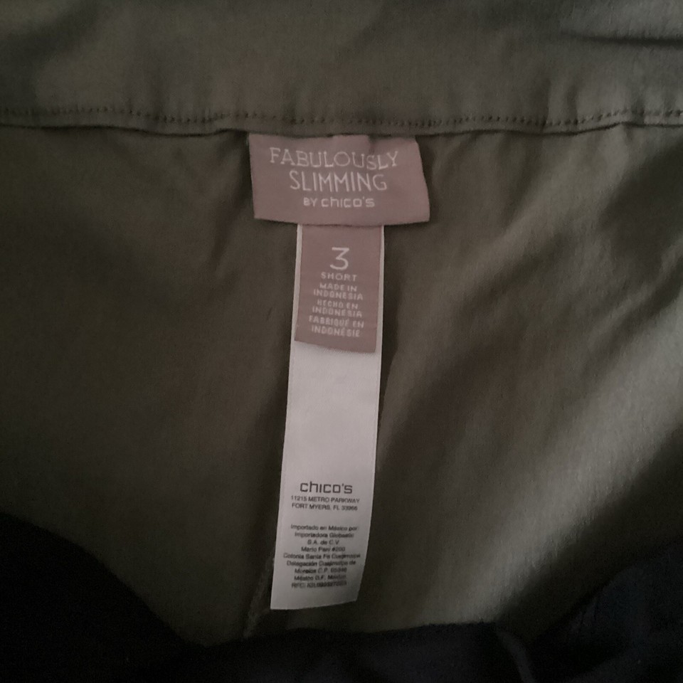 Chicos Pants 3 Womens 16 OliveGreen Fabulously Slimming Perfect Stretch ...